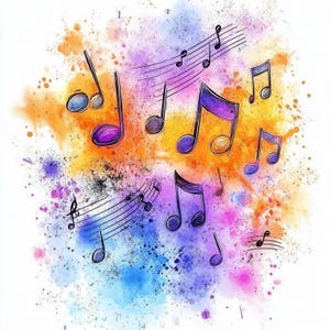 10 Watercolor Music Notes Clipart Bundle, Notes Illustrations ...