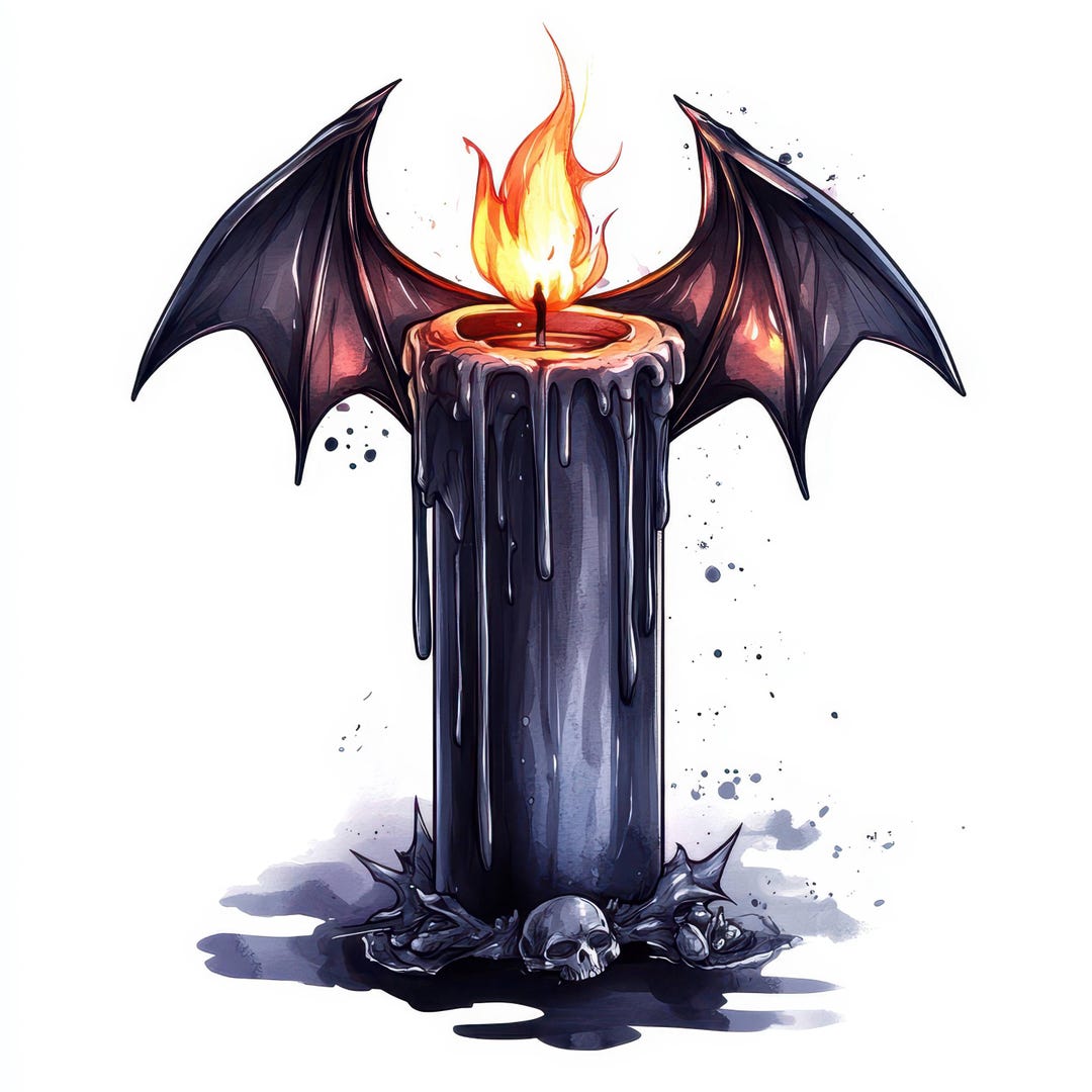 14 Halloween Bat Candles Clipart Bundle, Gothic Candle Clipart, Card ...