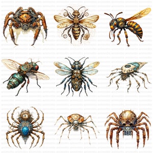 Watercolor Steampunk Insects Clipart Bundle, Bug Illustrations, Ladybug ...