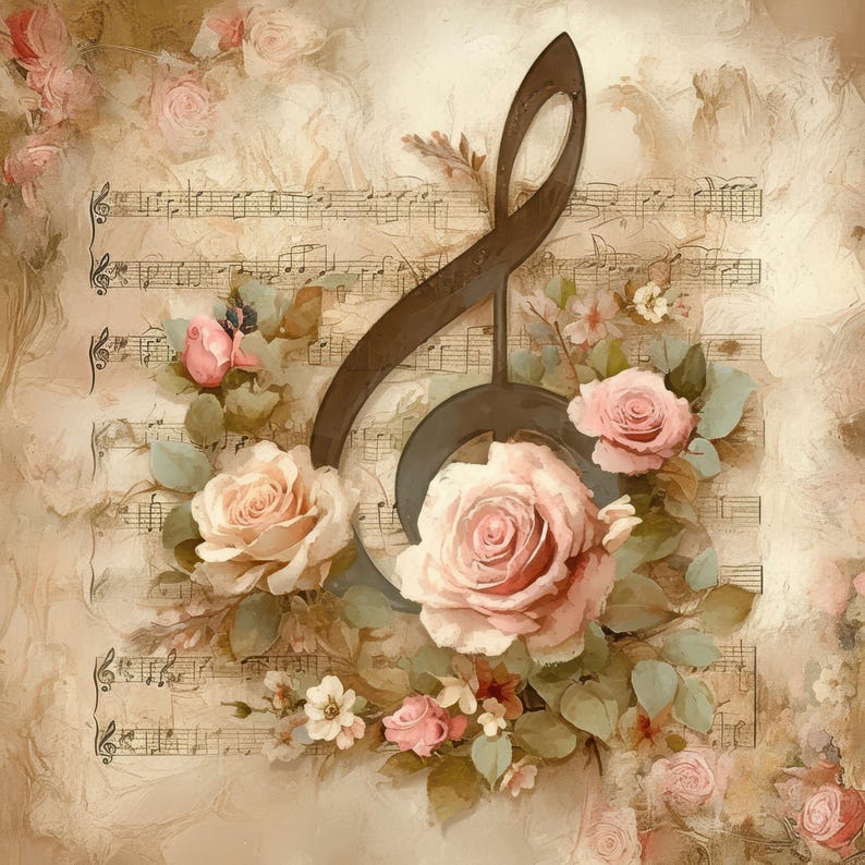 11 Floral Music Notes Background Papers, Notes Backgrounds Papers ...