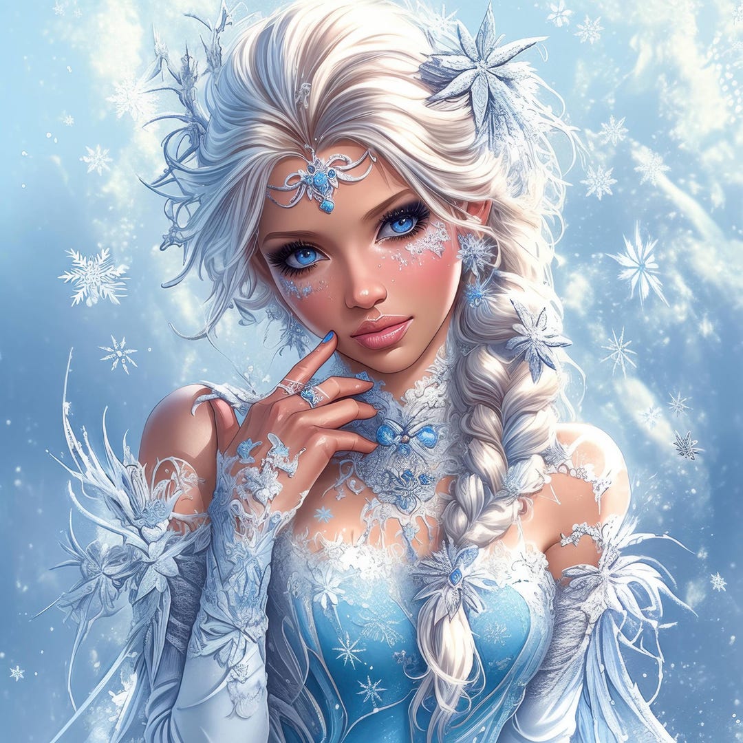 12 Snow Princess Clipart Bundle, Winter Princess Prints Illustrations ...