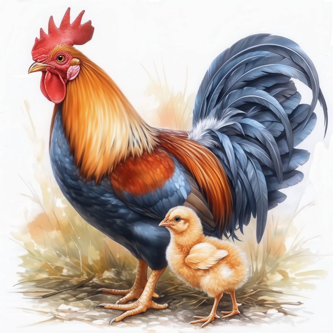 15 Chicken Family Clipart Bundle, Rooster and Chick Illustrations ...