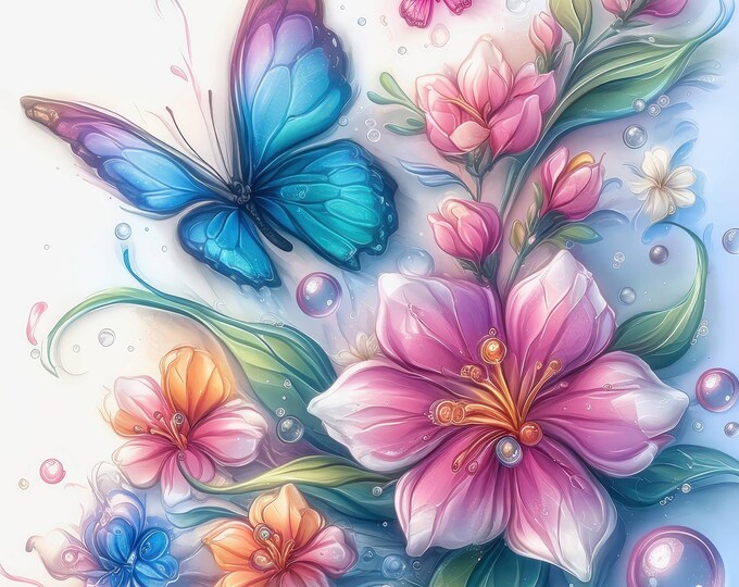 Butterfly Garden Clip Art Bundle 10 High Res Watercolor Clipart Jpgs ...