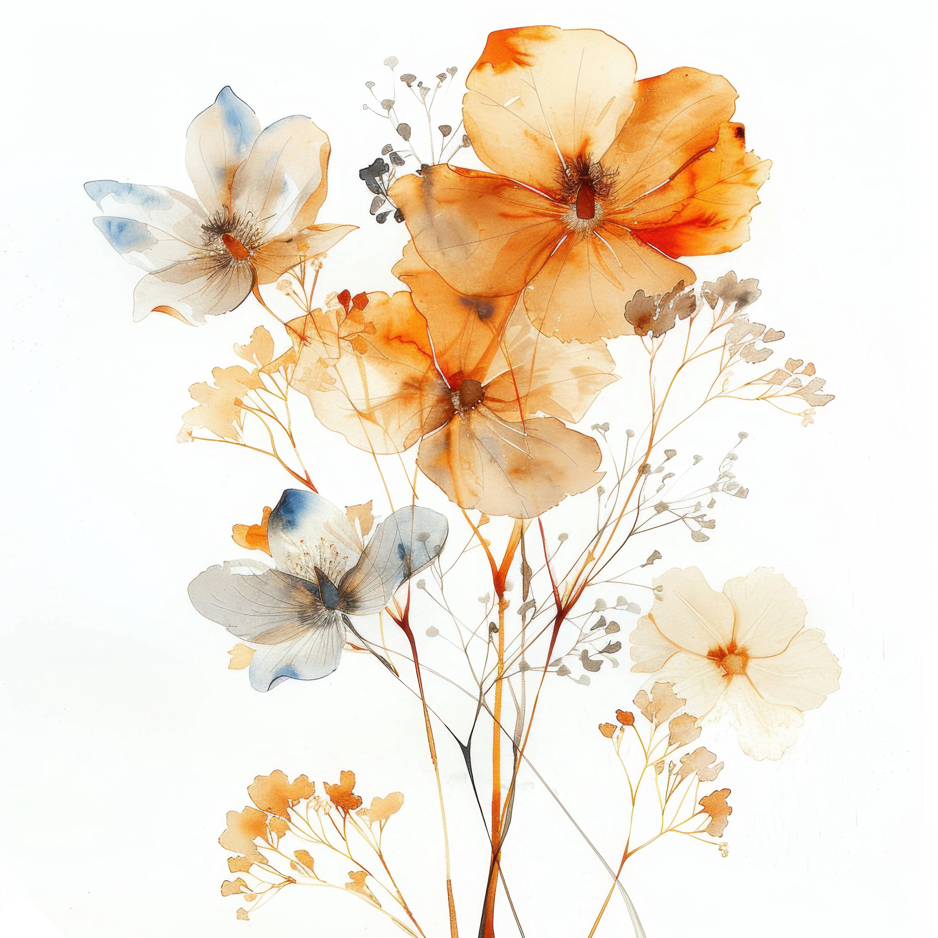 11 Dried Flowers Decor Clipart Set, Flowers Print, Printable Watercolor ...