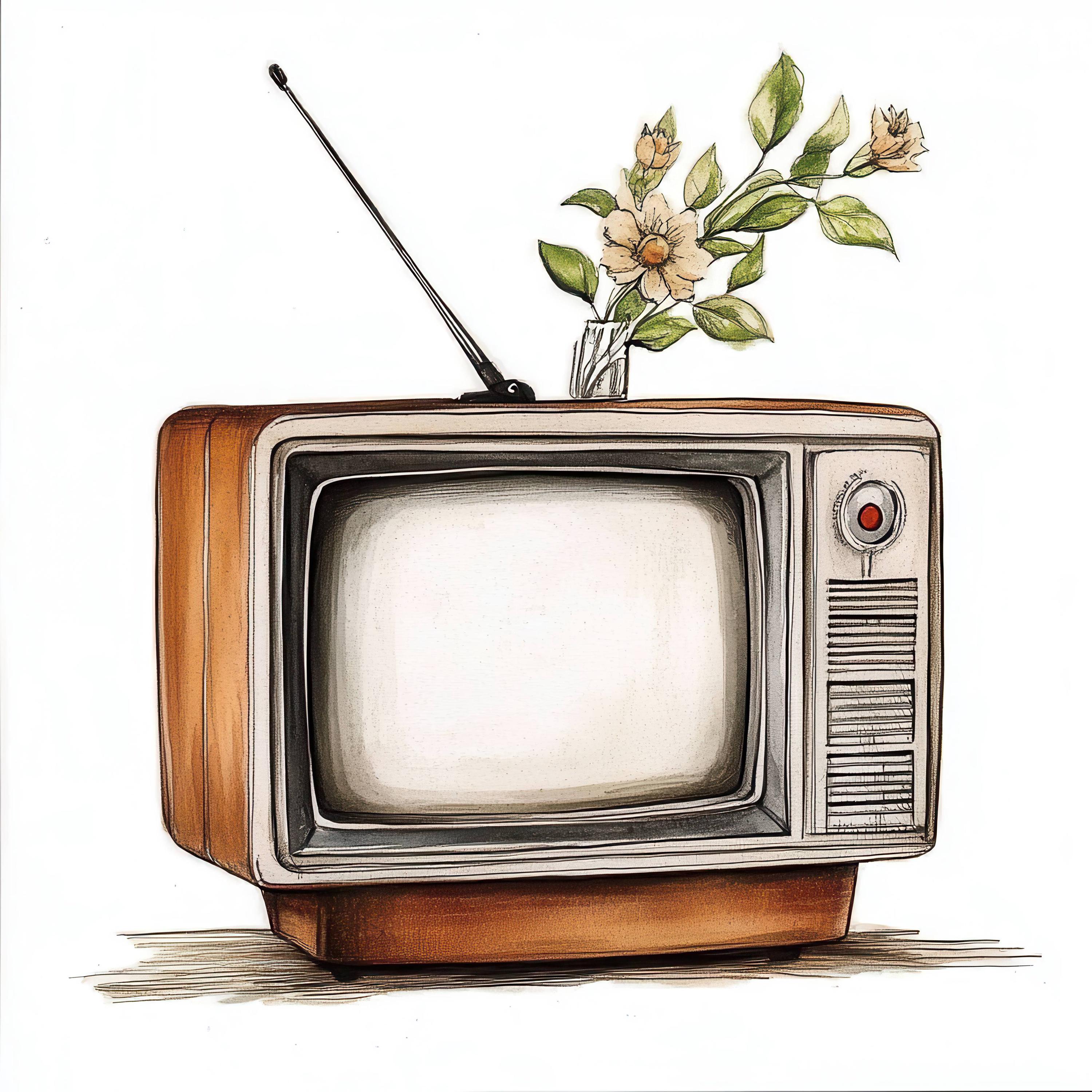 11 Retro TV Clipart Bundle, Vintage Television Illustrations, Printable ...