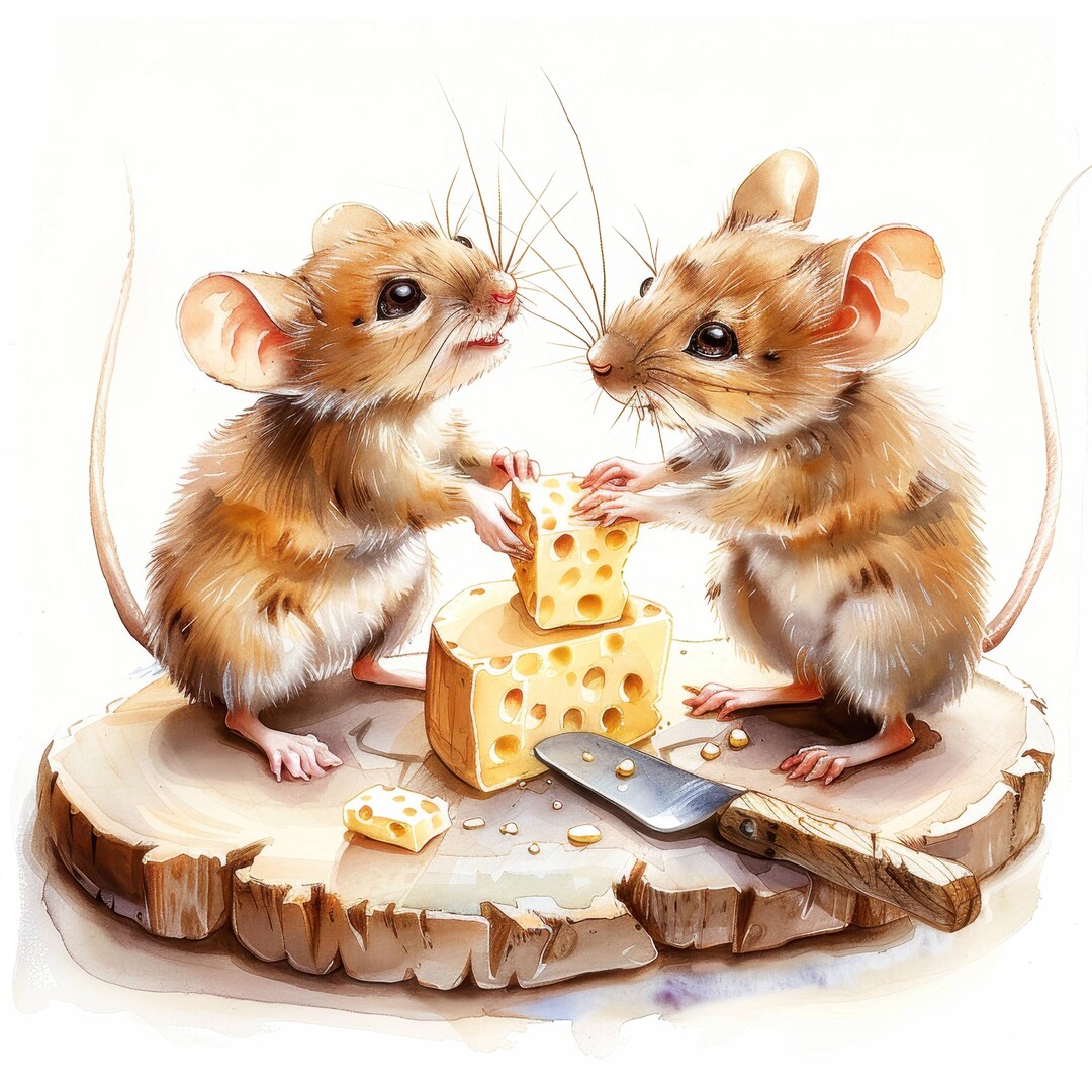16 Mice Family Party Clipart Bundle, Mouse and Cheese Illustrations ...