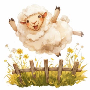 16 Funny Sheep Clipart Bundle, Spring Sheep Prints Illustrations ...