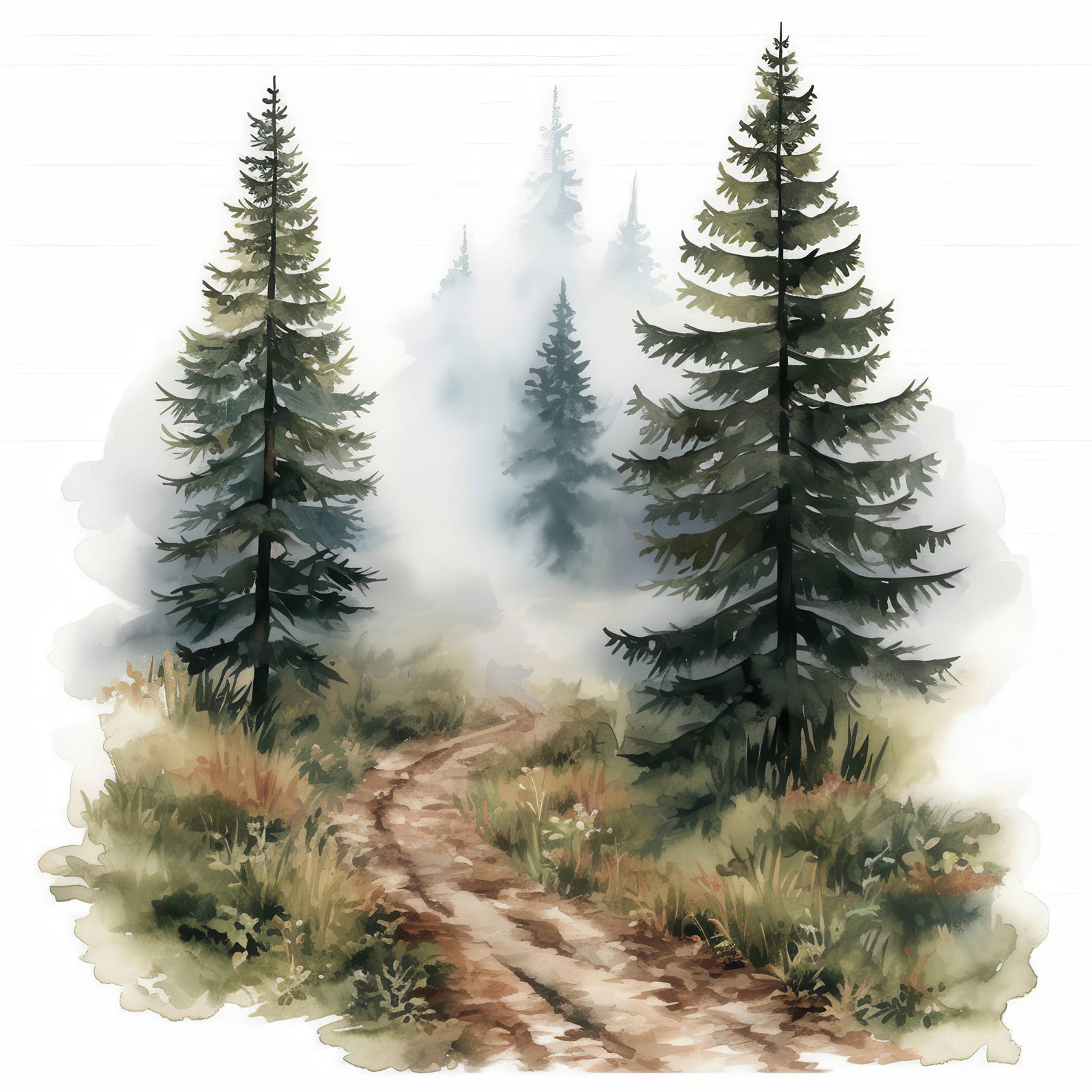 10 Forest Pathway Clipart Bundle, Nature Landscape Illustrations ...