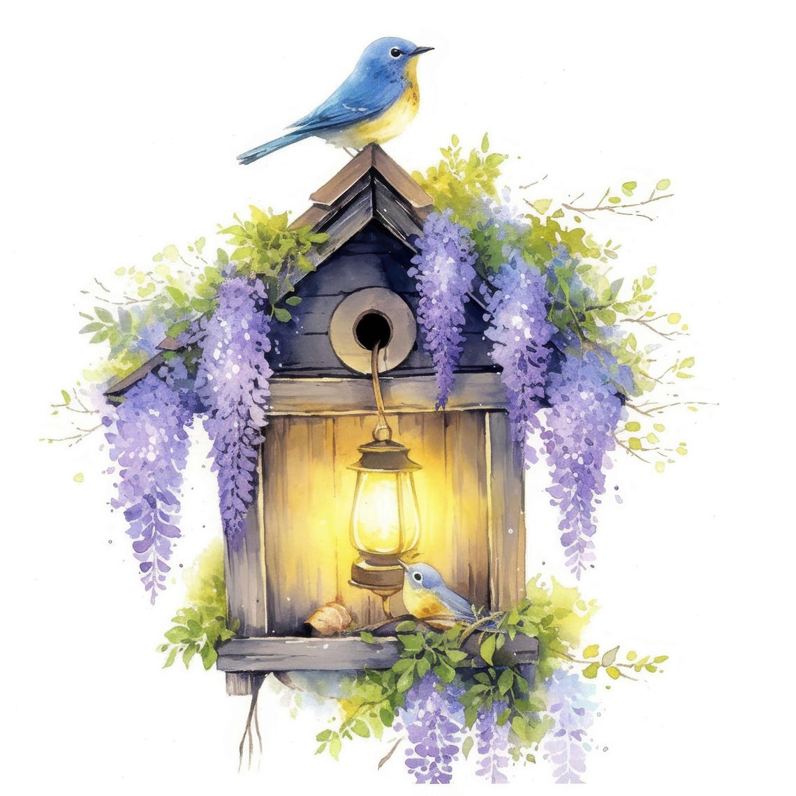 19 Spring Birdhouse Clipart Set, Printable Watercolor Floral Bird ...