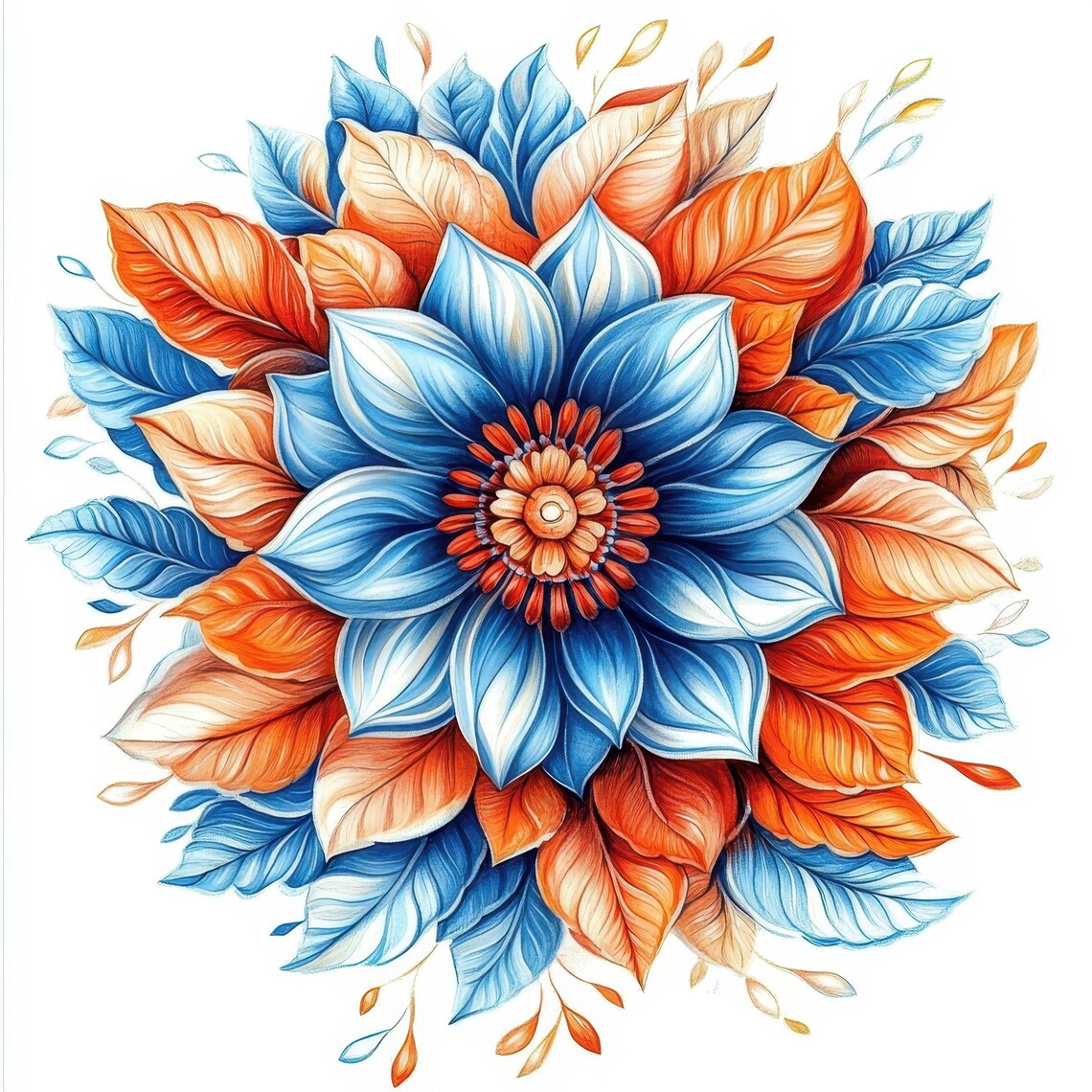 14 Flower Mandala Clipart Bundle, Flower Design Illustrations ...