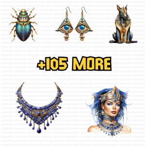 Watercolor Ancient Egypt Clip Art | Cleopatra, Eye of Horus, Pyramids ...