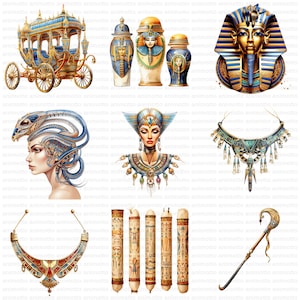 Watercolor Ancient Egypt Clip Art | Cleopatra, Eye of Horus, Pyramids ...