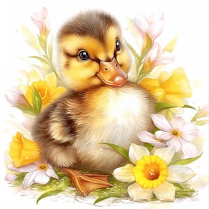 9 Floral Duck Clipart Bundle, Printable Watercolor Spring Duckling ...
