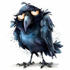 17 Frazzled Crow Bird Clipart Bundle, Printable Watercolor Clipart ...