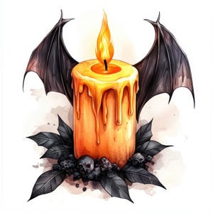 13 Halloween Candle Clipart Bundle, Printable Watercolor Spoky Scary ...