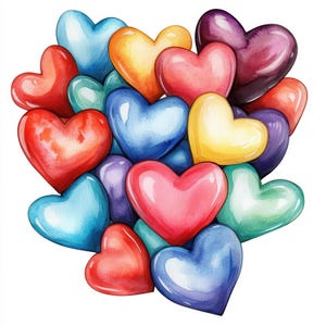 12 Colorful Heart Candies, Clipart Illustration Bundle, Printable ...