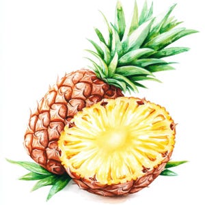 19 Realistic Pineapple Clipart Bundle, Printable Watercolor Fruit ...