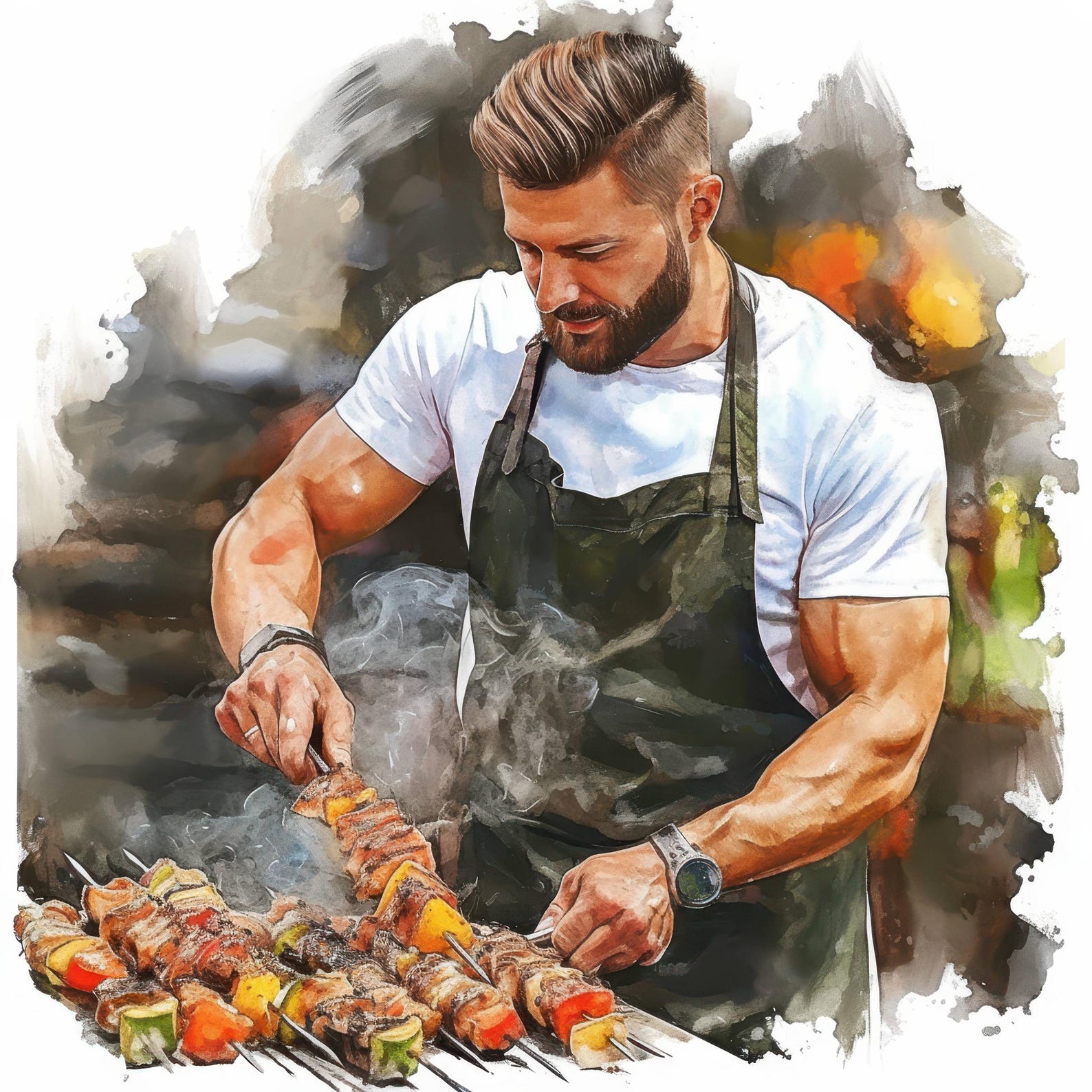 19 Grilling Man Clipart Set, BBQ Party Image Illustrations, Printable ...