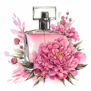 10 Perfume Bottle Clipart Bundle, Floral Bottles Illustrations ...