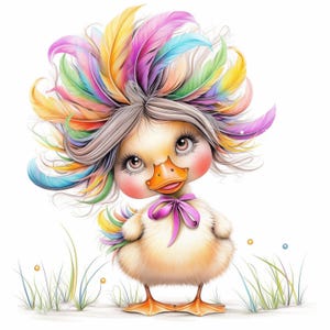 13 Frazzled Duck Clipart Bundle, Whimsical Fantasy Illustration ...
