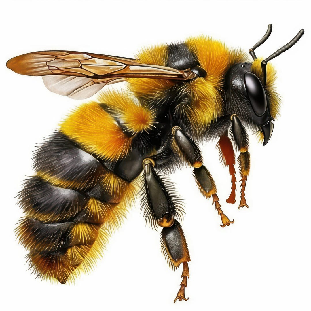 14 Fluffy Bees Clipart Bundle, Bee in Nature Illustration, Printable ...