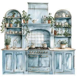 13 Vintage Floral Kitchen Clipart Bundle Set 2, Shabby Chic,watercolor ...