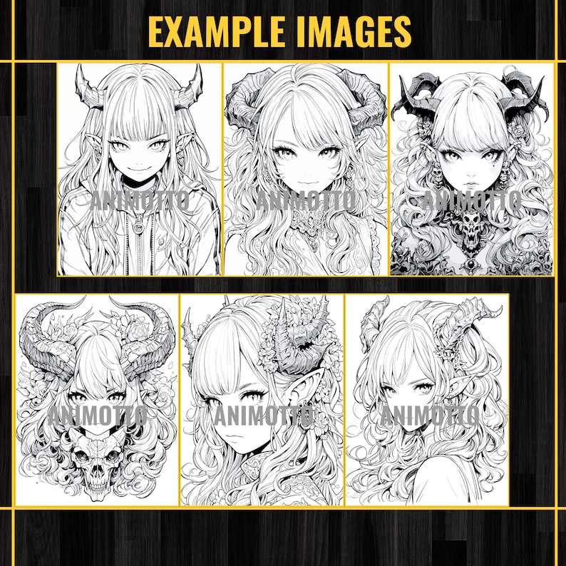 Anime Devil Girls Adult Coloring Book 80 Devil Coloring - Etsy