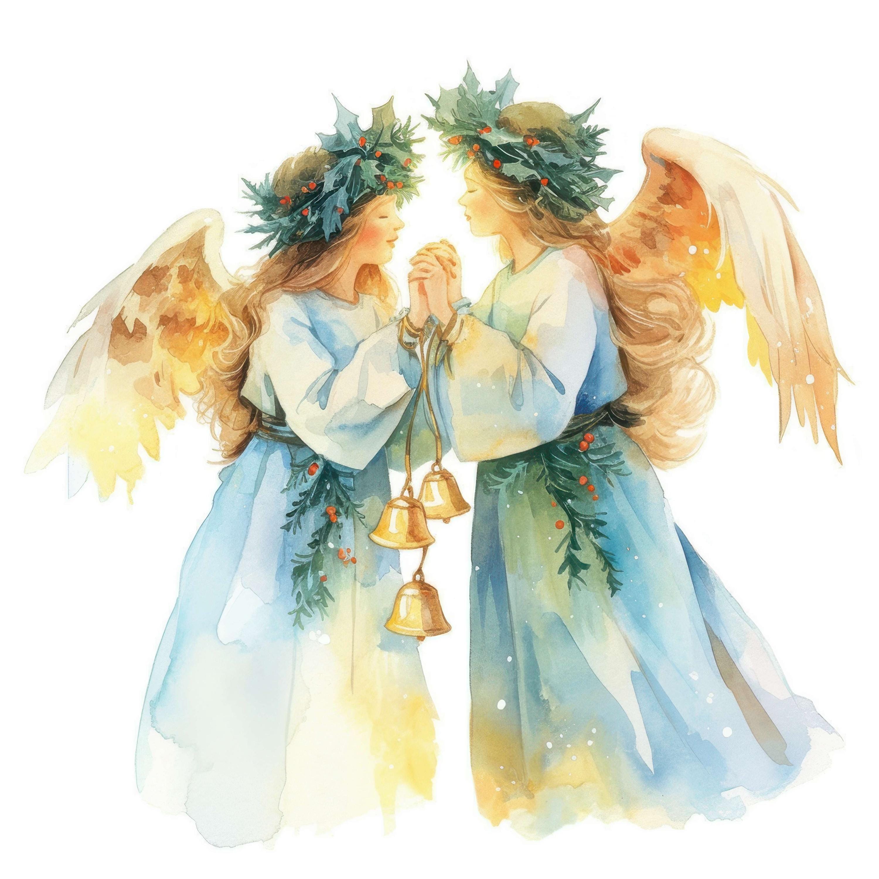 18 Angels and Bells Clipart Set, Christmas Bell Graphics, Printable ...