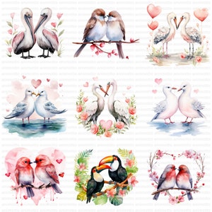 Watercolor Lovebirds Clipart | Valentine's Day Images, Romantic, Cute ...