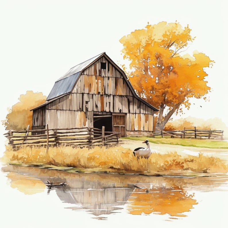 17 Autumn Farmyard Farm Clipart Bundle, Fall Farm Illustration ...