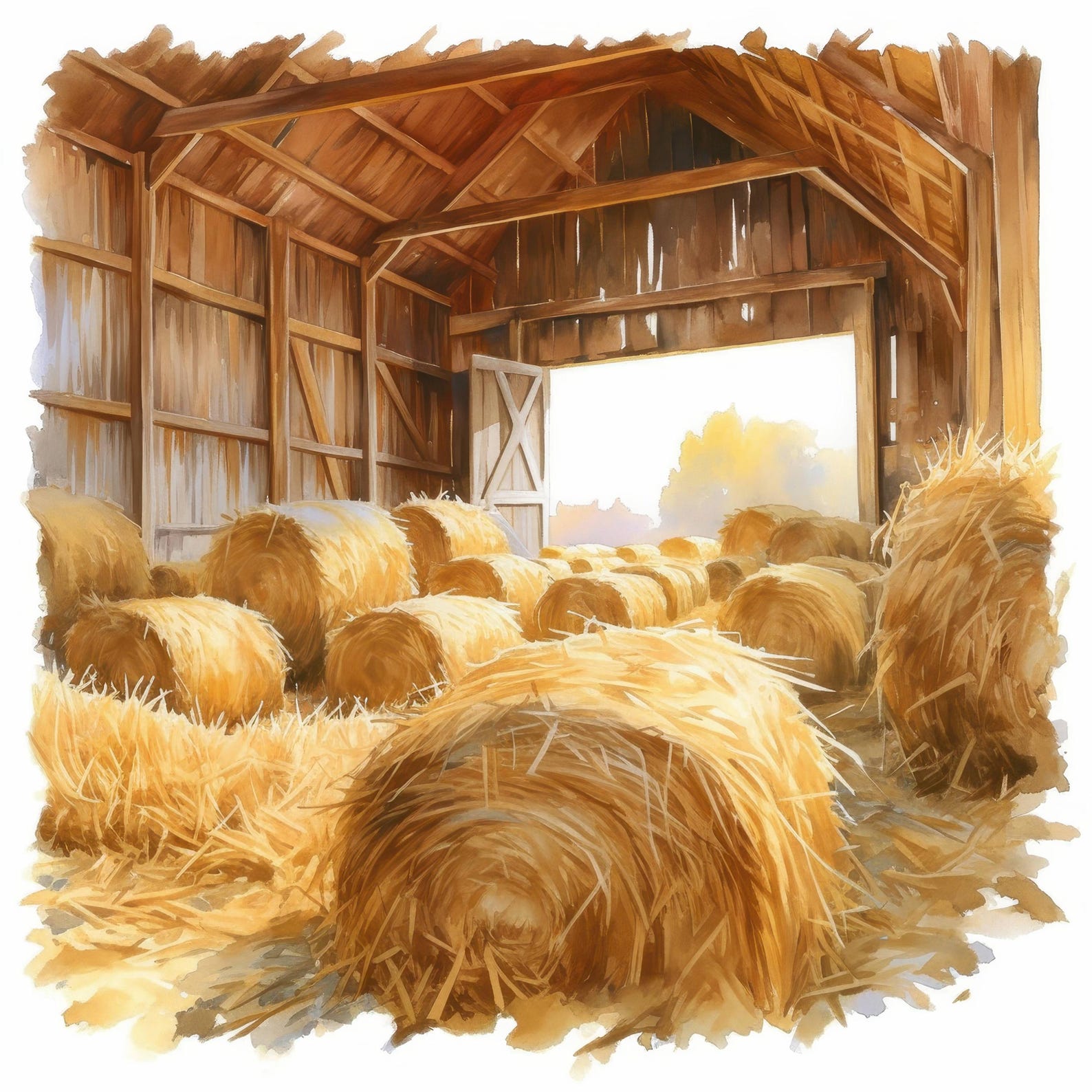 13 Haystack in Barn Clipart Set, Rustic Barn Illustrations, Printable ...