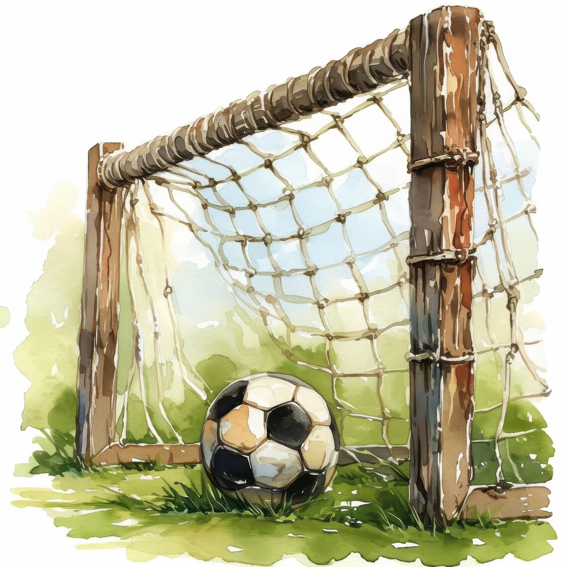 13 Soccer Goal Clipart Bundle, Soccer Ball and Net Illustrations ...