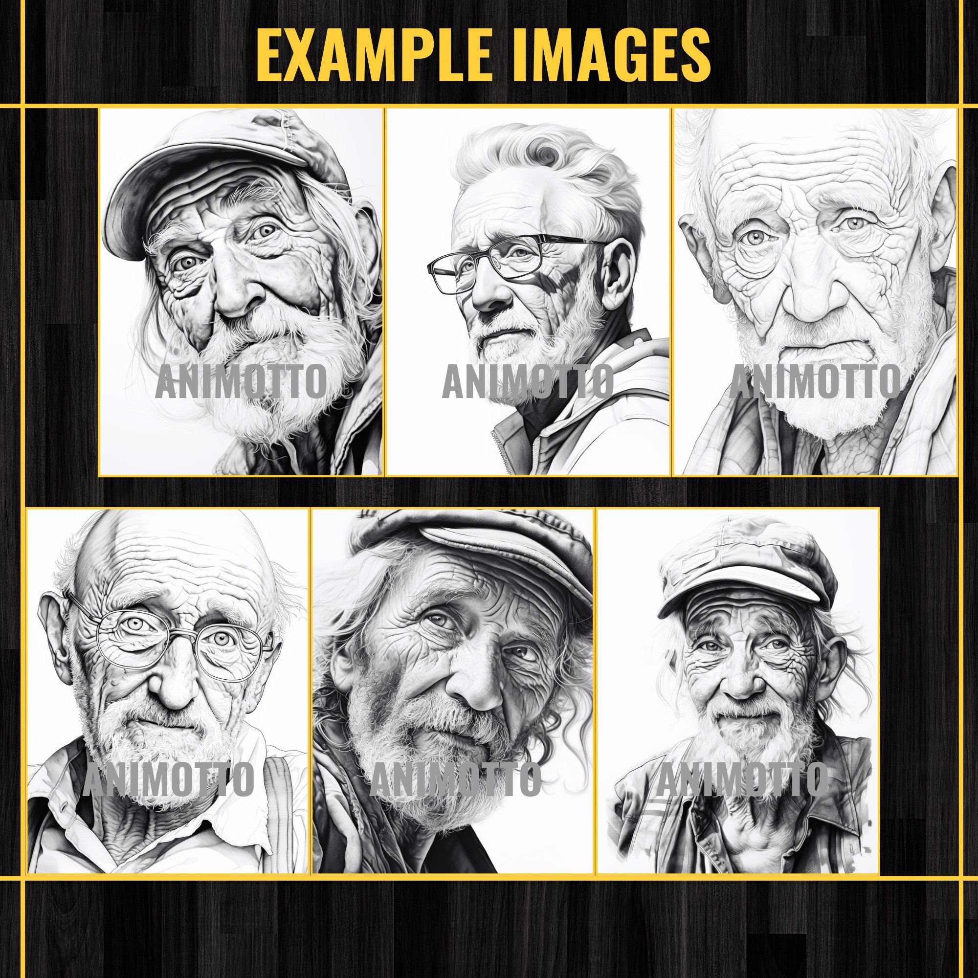 Old Gentlemen 95 Coloring Page Book, Adults Kids - Grayscale Coloring ...