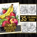 Delicious Fruits 35 Coloring Page Book Grayscale Fruit - Etsy