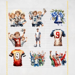Watercolor Football Clipart Bundle, Soccer Clipart Set, Uniform Images ...