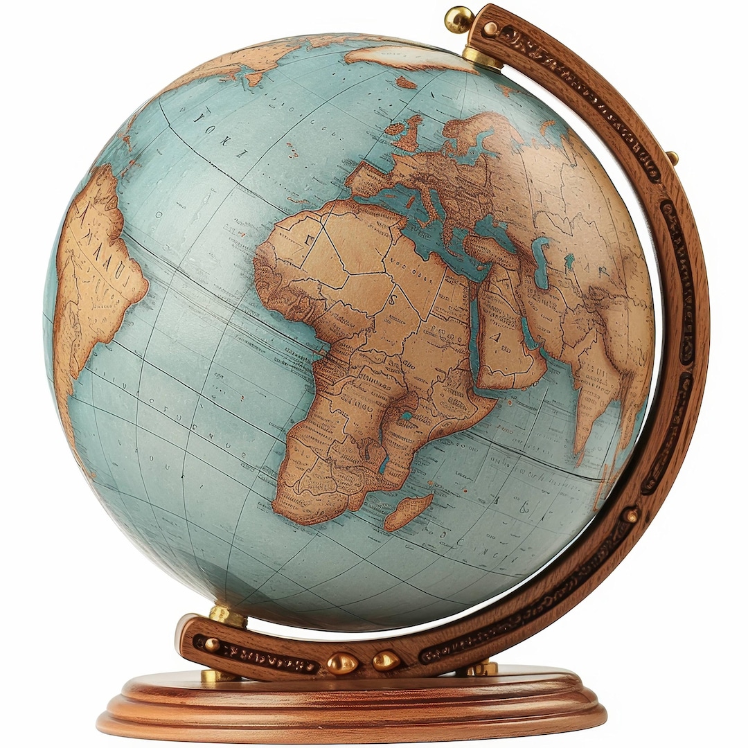 10 Retro Globe Clipart Bundle, Vintage Eart Globe Illustrations ...