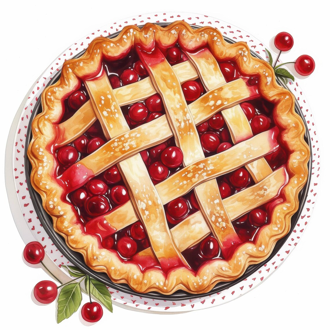 10 Cherry Pie Clipart Bundle, Sweet Dessert Illustrations, Printable ...