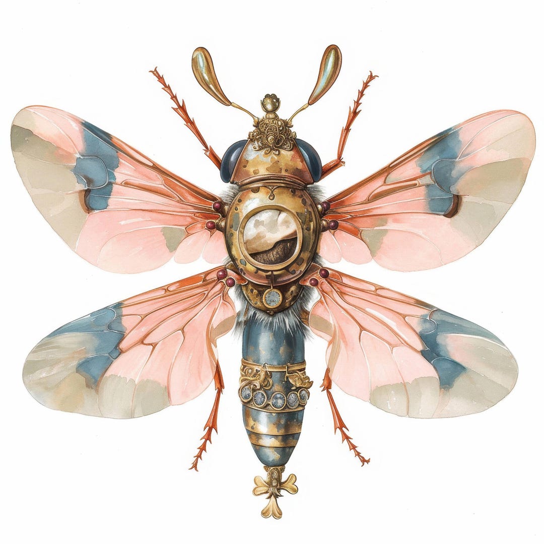 16 Floral Insects Clipart Bundle, Cute Pink Bugs Illustration ...