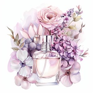 13 Floral Perfume Bottle Clipart Bundle Set, 15 High-quality Jpgs for ...