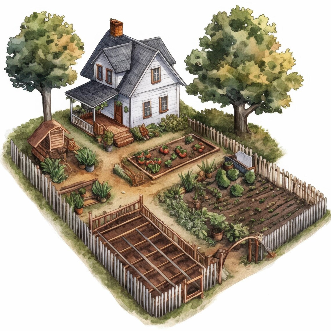 13 Vegetable Garden Clipart Bundle, Homegrown Greenery Graphics ...