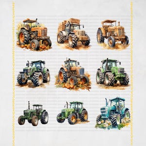 35 Watercolor Farm Tractor Clipart Bundle, Pngs, Farm Tractor ,digital ...