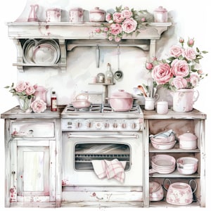 13 Vintage Floral Kitchen Clipart Bundle Set 2, Shabby Chic,watercolor ...