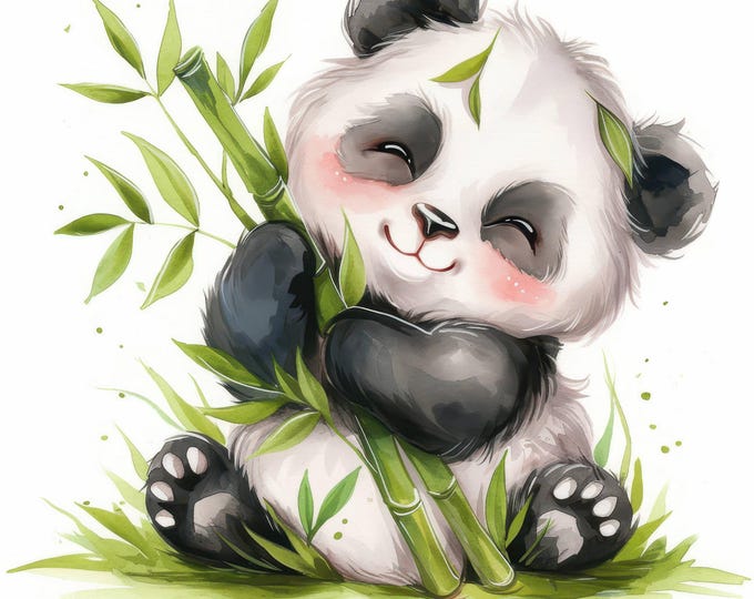 Mom and Baby Panda Clipart, 12 High Quality Jpgs , Watercolor Clipart ...