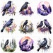Watercolor Ravens Clipart Bundle, Black Bird, Gothic Animal, Dark and ...