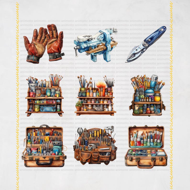 Watercolor Tools Clipart Bundle, Mechanic Tool Clipart, Hand Tool PNG ...