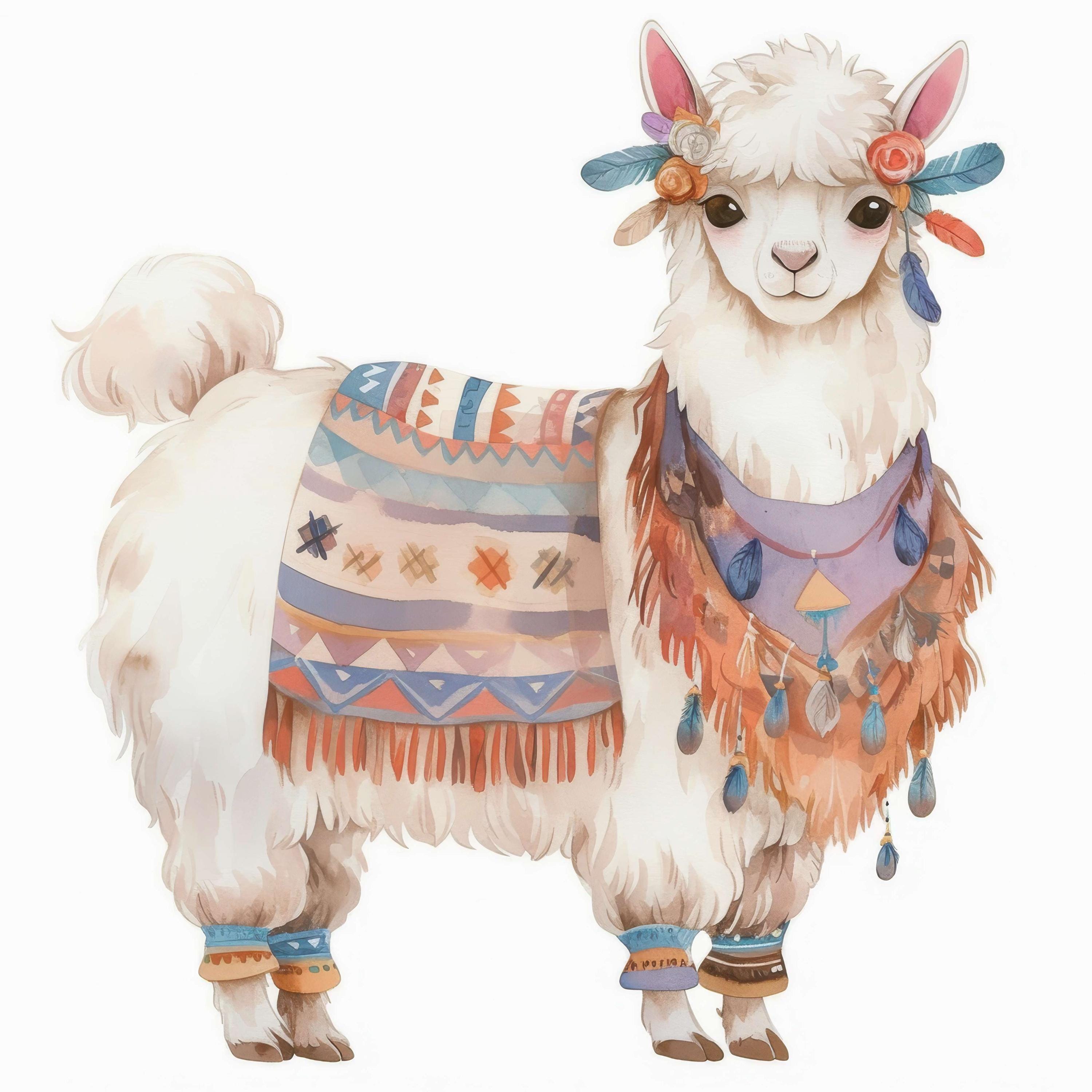 15 Llama Clipart Set, Printable Watercolor Funny Llama Clipart, High ...