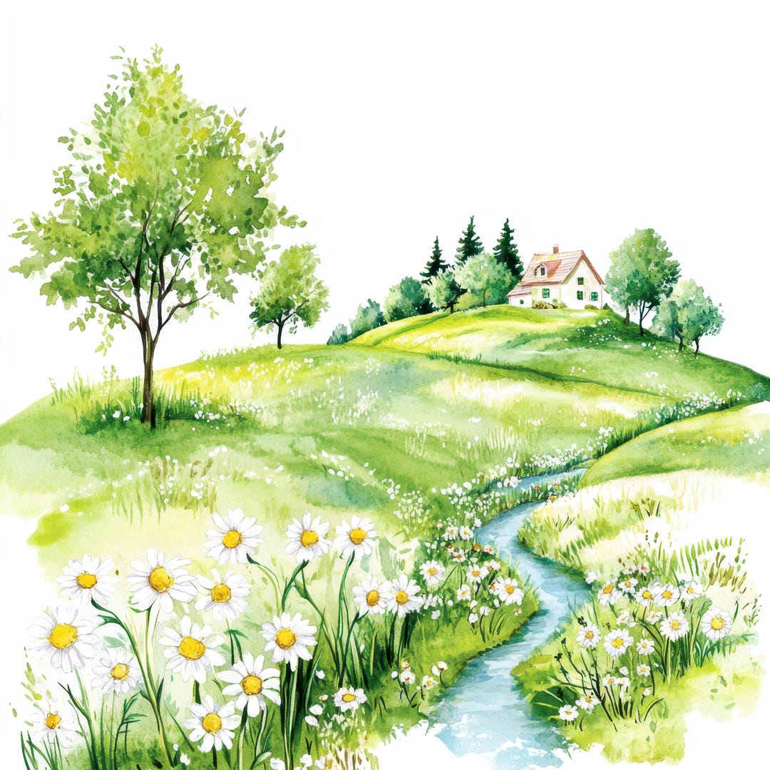 24 Spring Landscapes Clipart Bundle, Spring Clipart, Printable ...