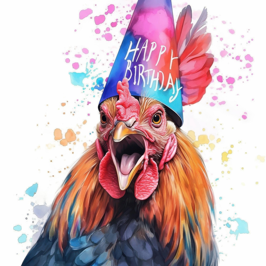 15 Chicken Party Hat Clipart Bundle, Birthday Prints Illustration ...