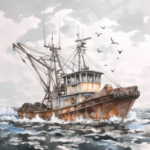 14 Fishing Trawlers Clipart Bundle, Fishing Boats Illustrations ...