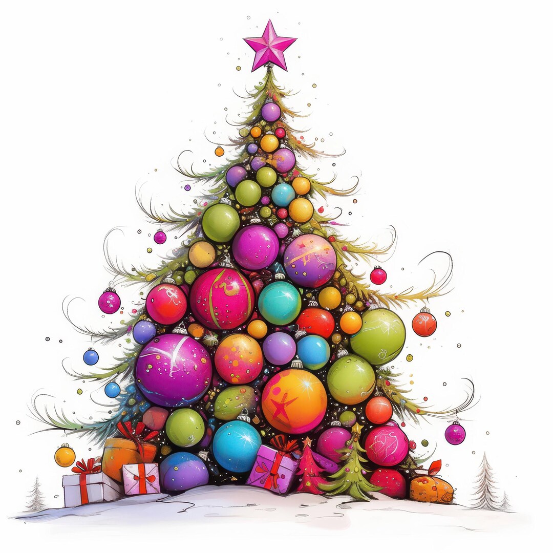 16 Fantasy Christmas Tree Clipart Bundle, Quirky Tree Illustrations ...